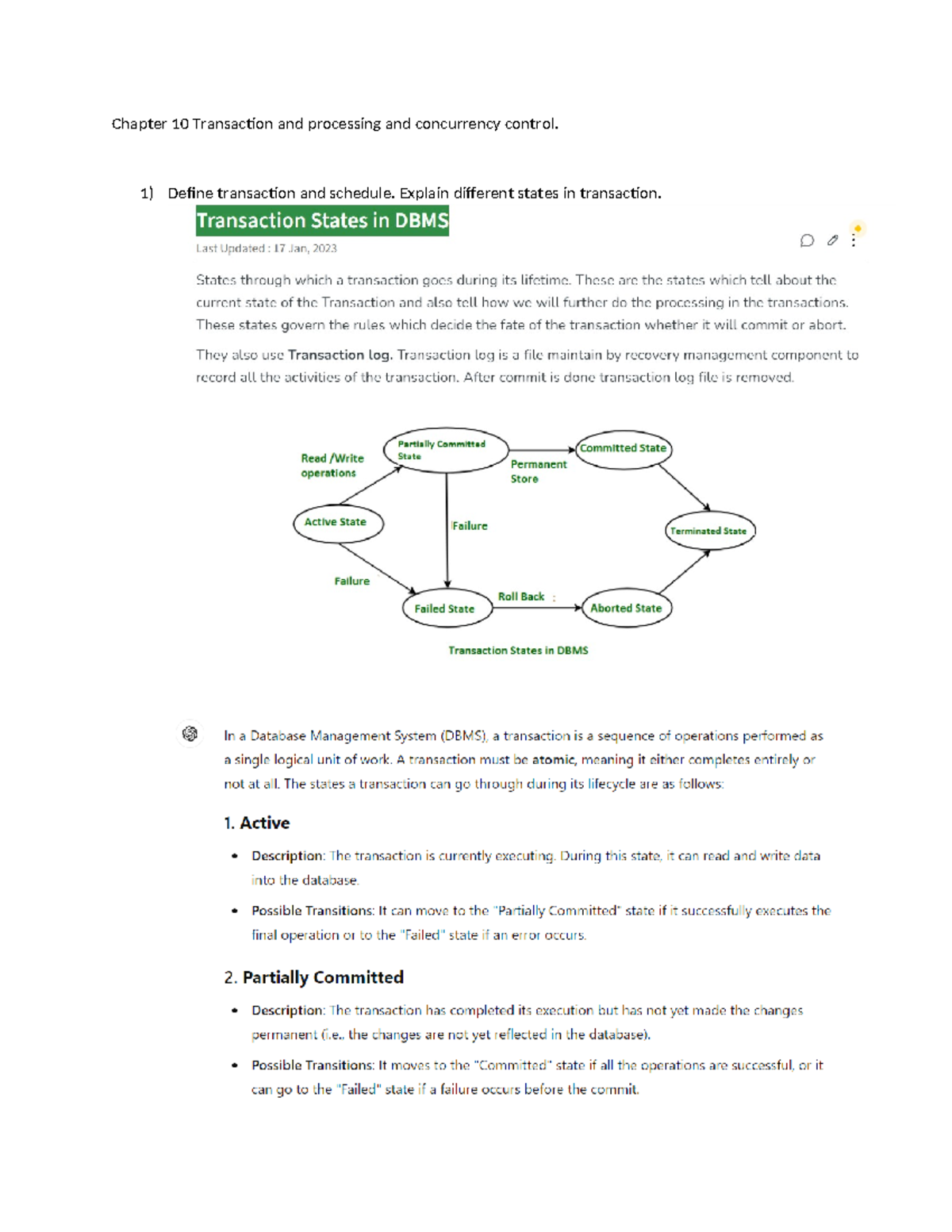 DBMS Chapter 10 Transaction and processing and concurrency control - 1 ...