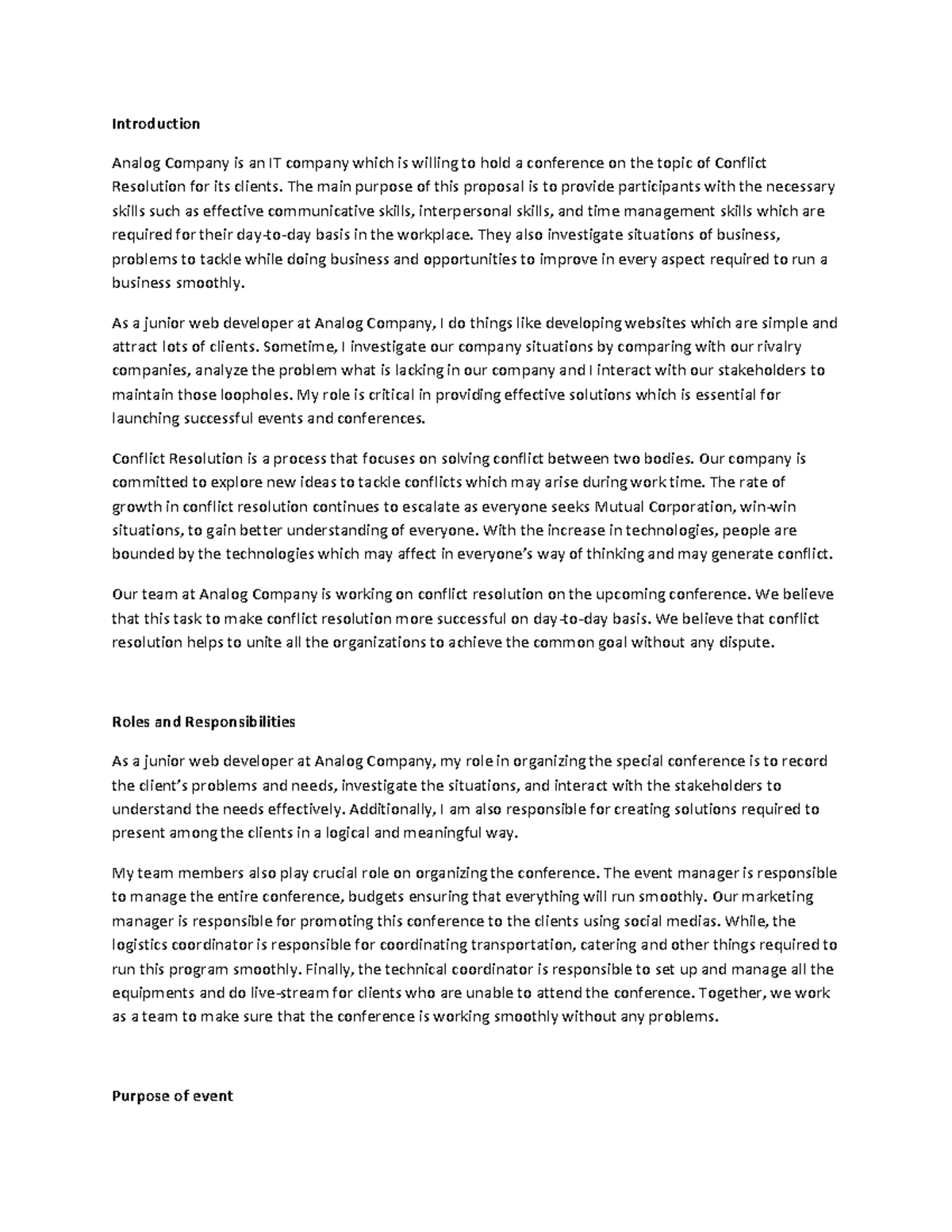 Assignment - Introduction Analog Company is an IT company which is ...
