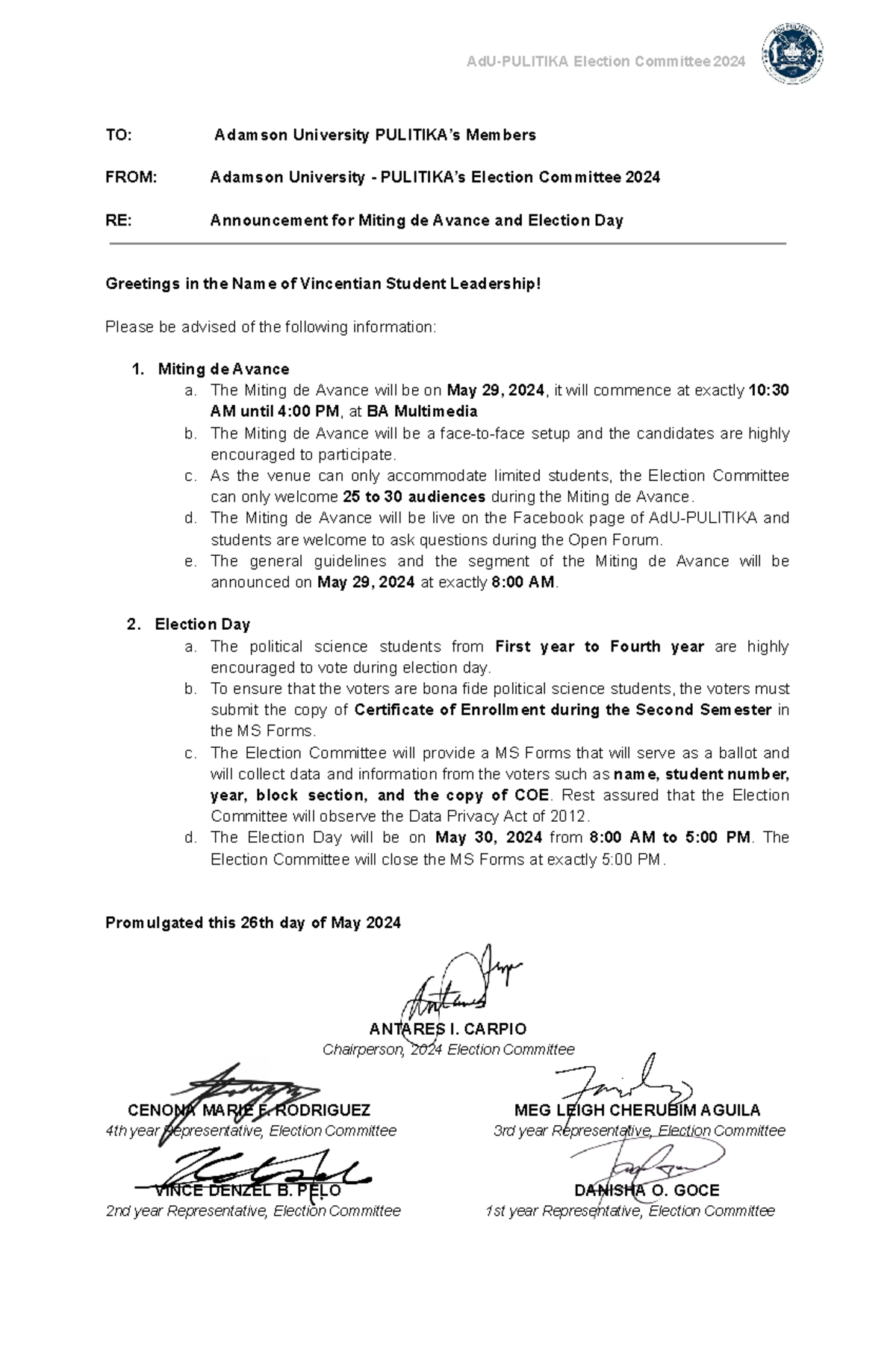 Announcement-for-MDA-Election-1 - AdU-PULITIKA Election Committee 2024 ...