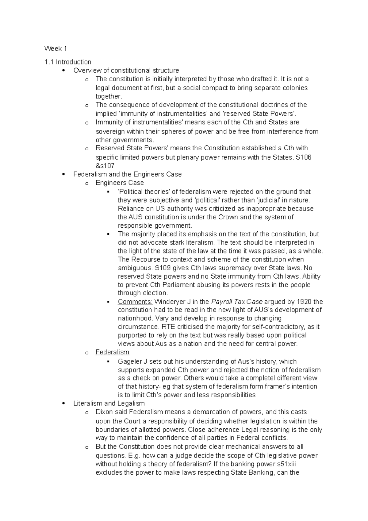 Lecture Notes - Week 1 1 Introduction Overview of constitutional ...