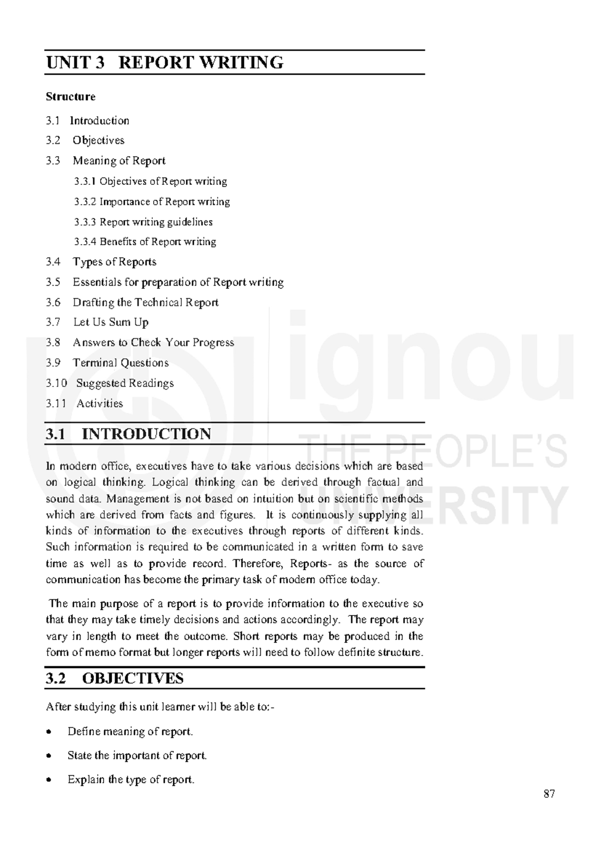 Unit-3 - Business English - Report Writing UNIT 3 REPORT WRITING ...