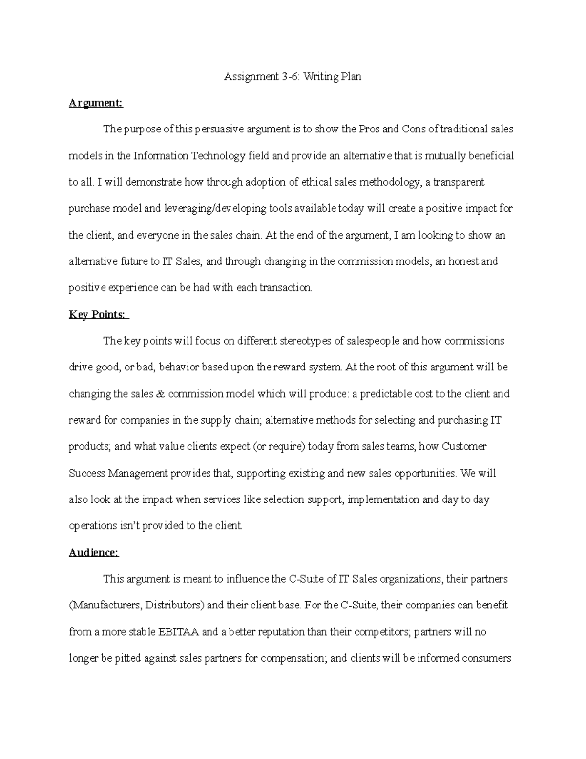 ENG 123 Assignment 3-6 Writing Plan - Assignment Writing Plan Argument ...