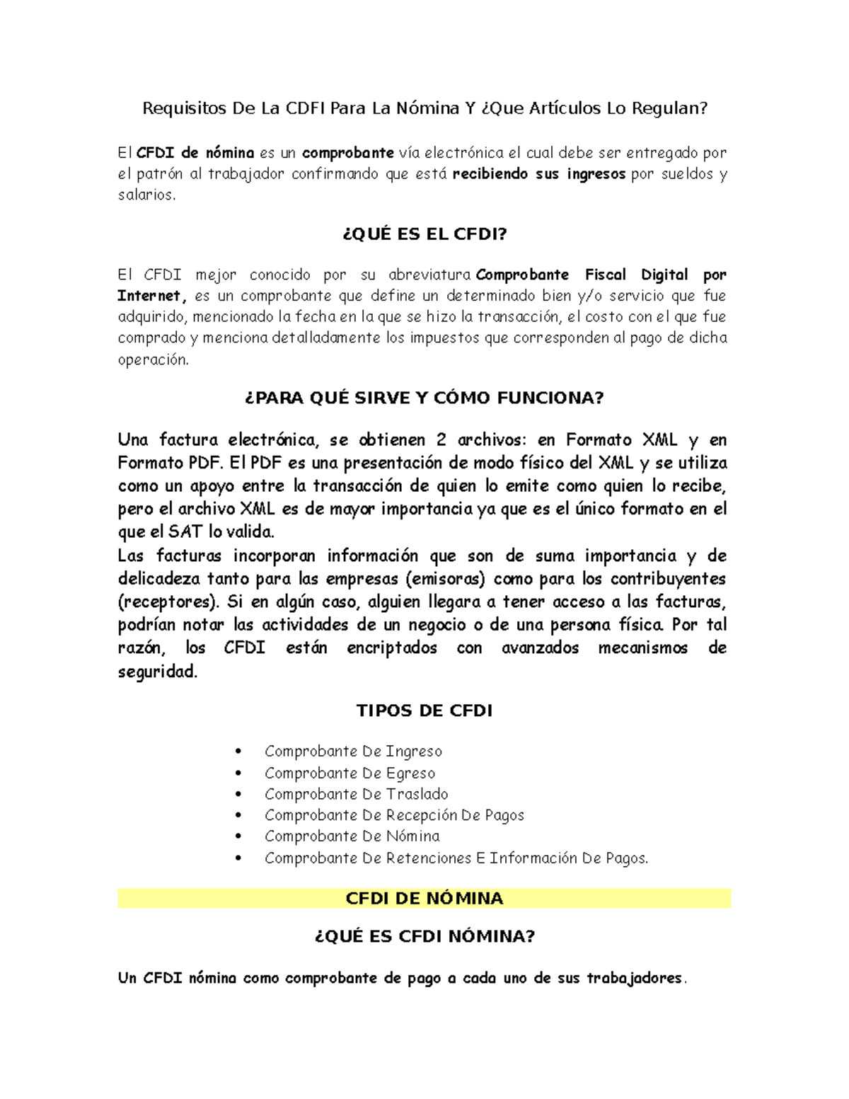 Tarea 2 - Normas QUE Regulan CDFI - Requisitos De La CDFI Para La Nómina Y ¿Que Artículos Lo ...