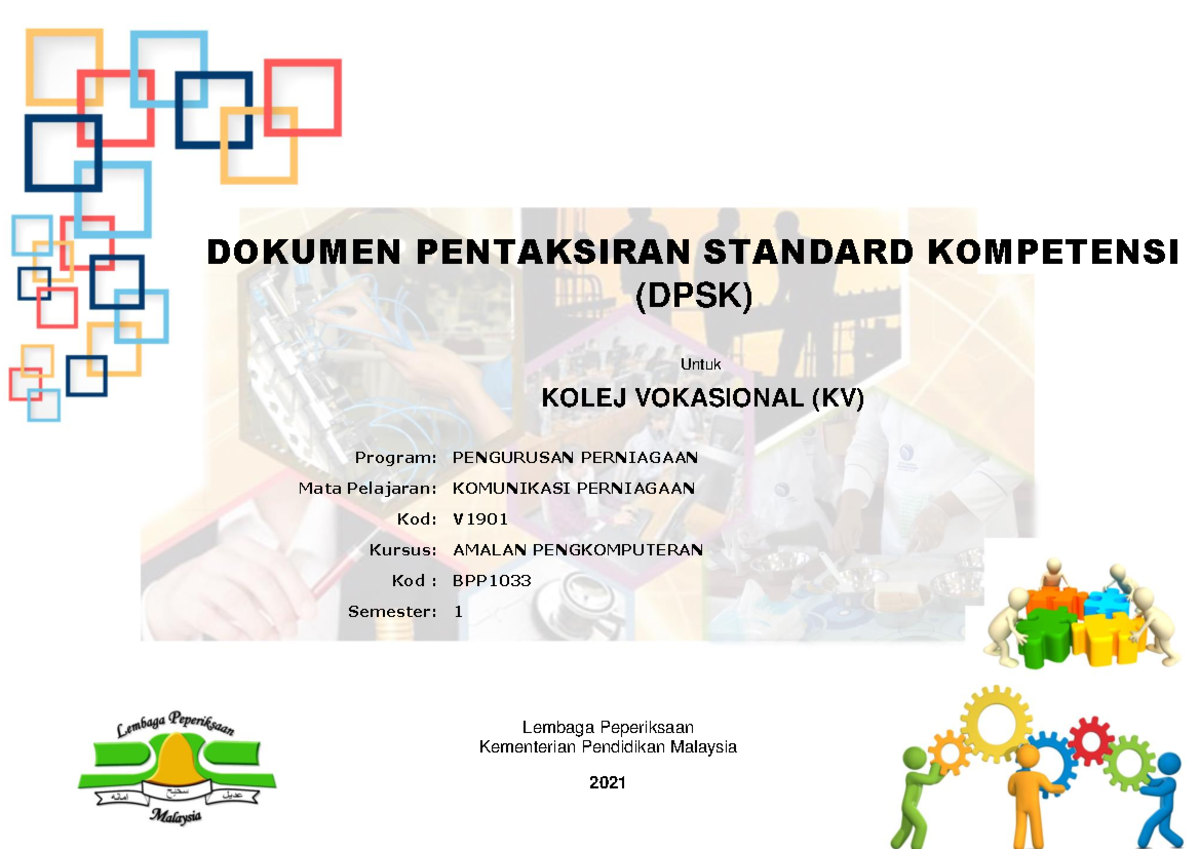 DPSK 1033 - dpsk - 1 Program: PENGURUSAN PERNIAGAAN Mata Pelajaran: KOMUNIKASI PERNIAGAAN Kod ...