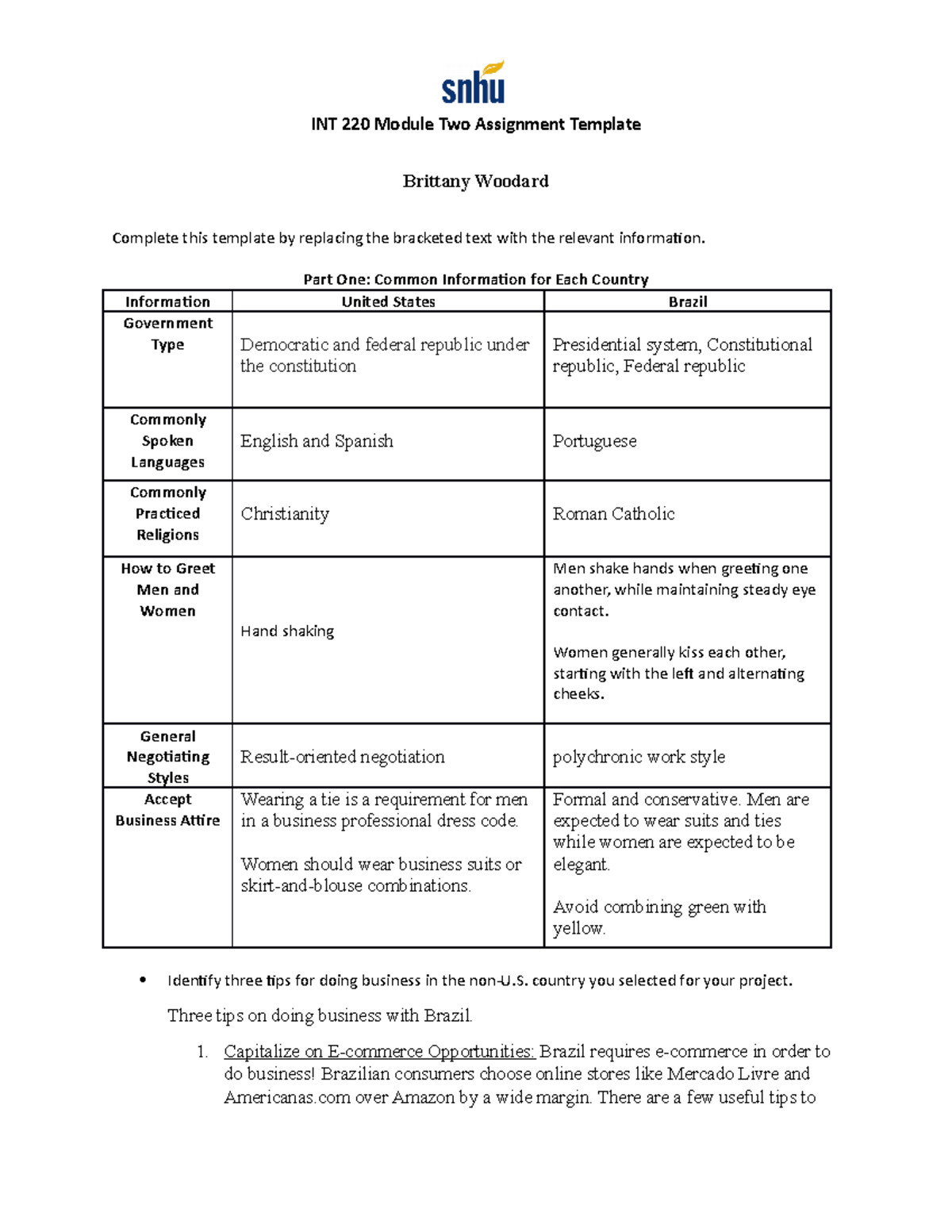 Int 220 Module Two Assignment Template Int 220 Module Two Assignment Template Brittany Woodard