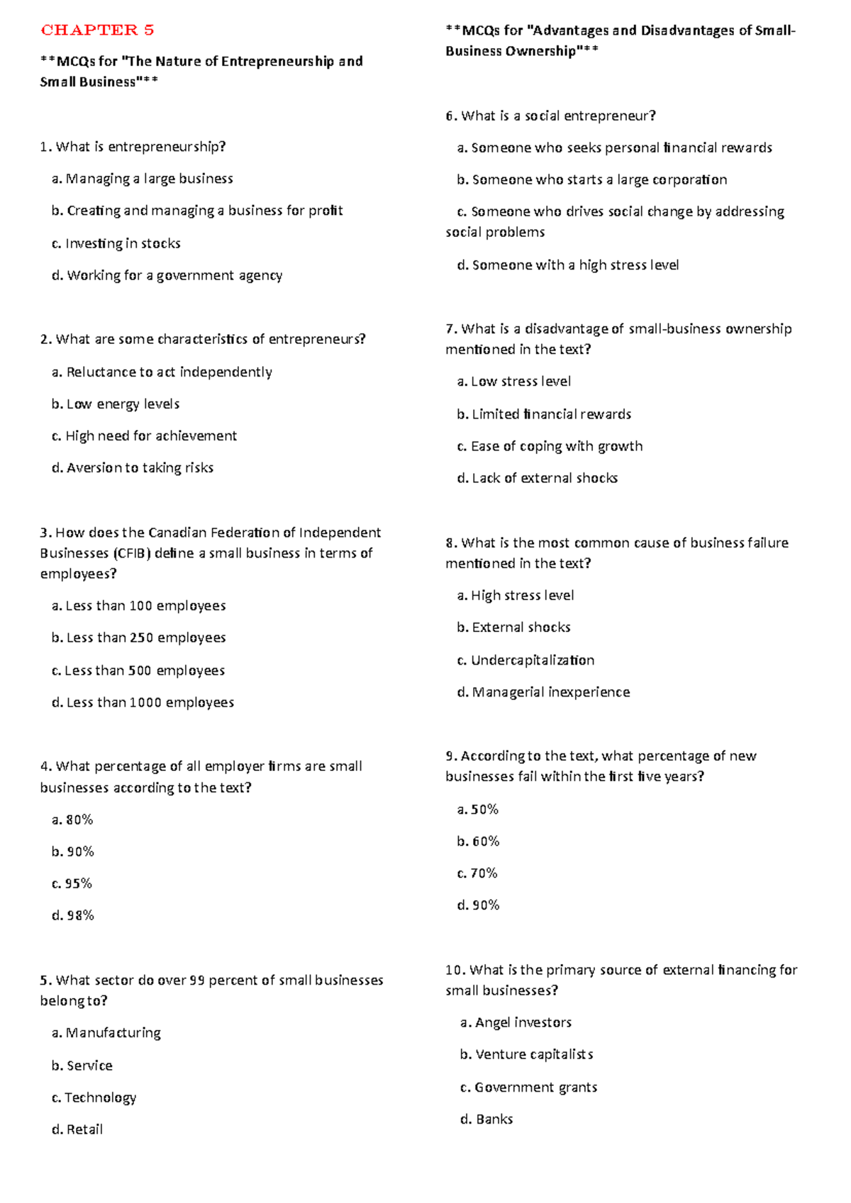 Chpt 5 MCQ based on ppt - MCQS - Chapter 5 MCQs for "The Nature of ...