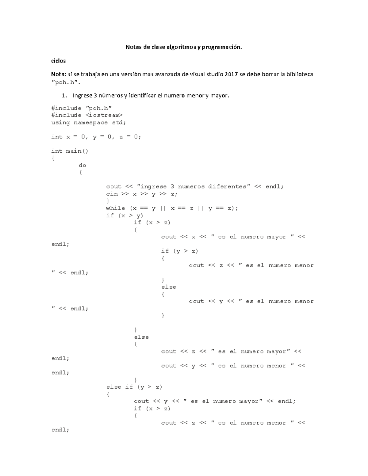 Notas de clase algoritmos y programación - ciclos Nota: si se trabaja ...