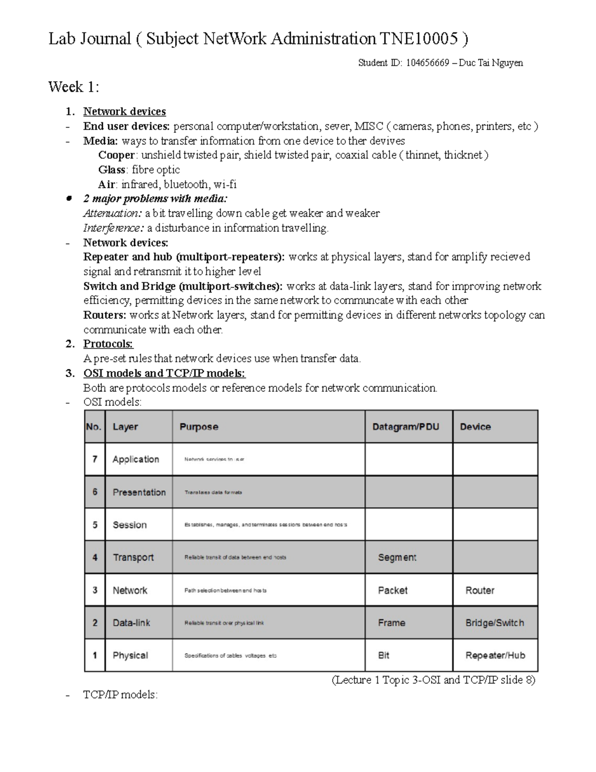 Lab Journal - Network devices: Repeater and hub (multiport-repeaters ...