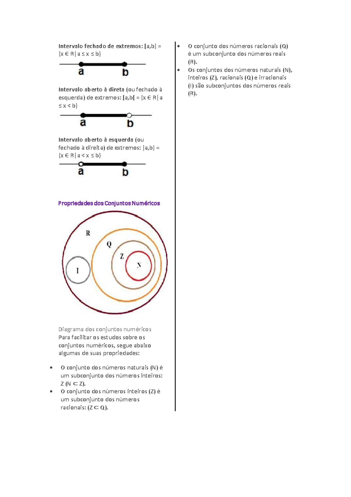 Conjuntos - Resumo Matemática - Intervalo fechado de extremos: [a,b ...