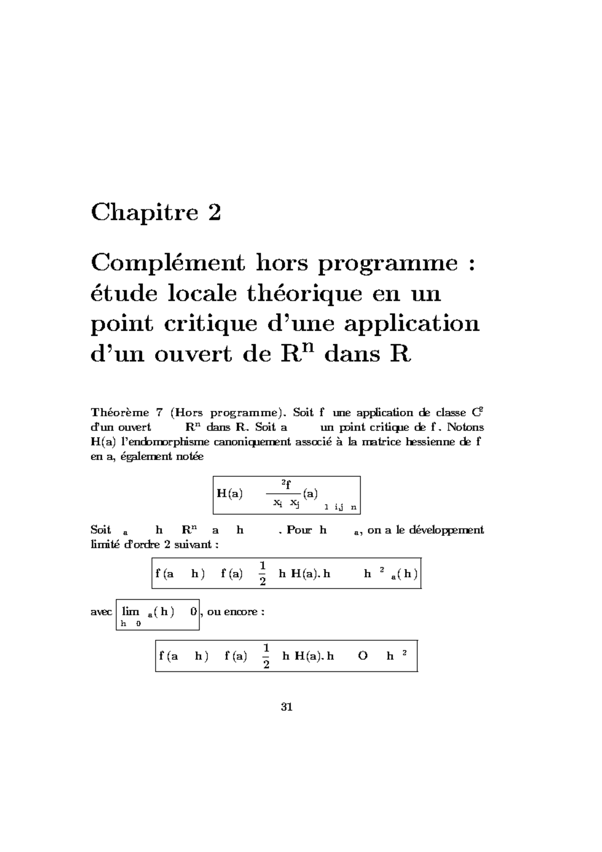 Cours fonctions plusieurs variables 11 - Chapitre 2 Compl ́ement hors ...
