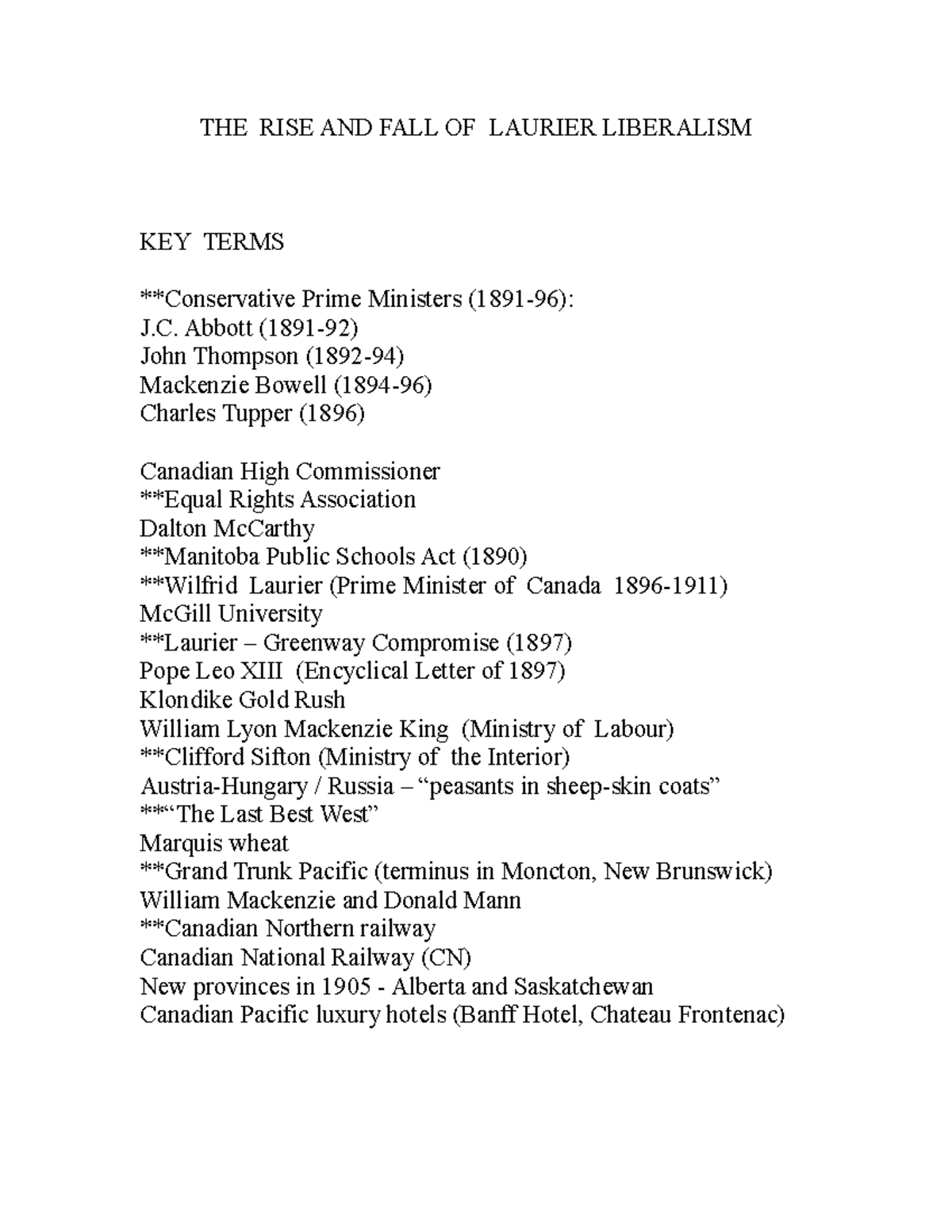 Rise and fall of laurier liberalism overhead - THE RISE AND FALL OF ...