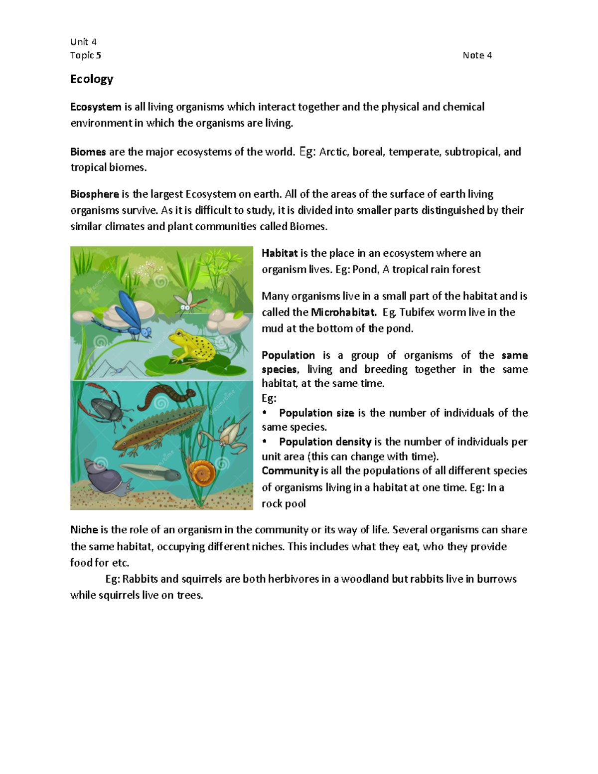 Note 4 Ecology - Alevels notes biology - Topic 5 Note 4 Ecology ...