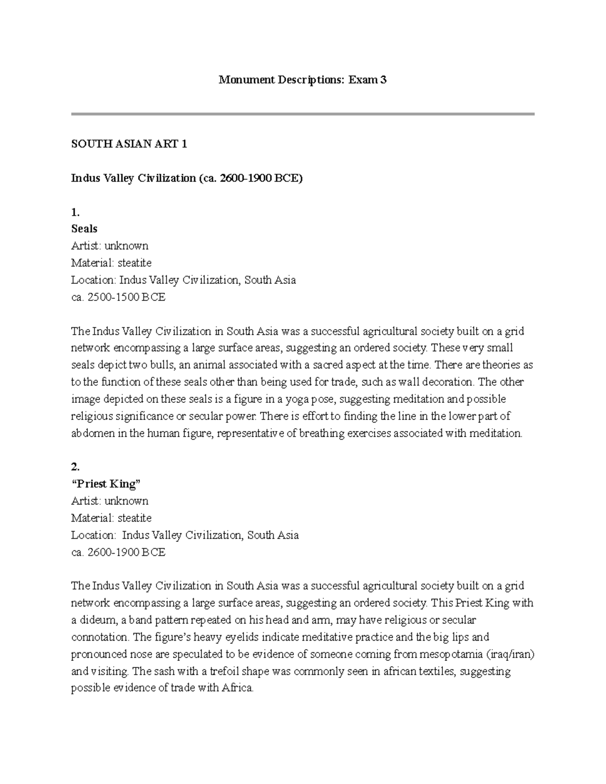 Monument Descriptions - 2600-1900 BCE) Seals Artist: unknown Material ...