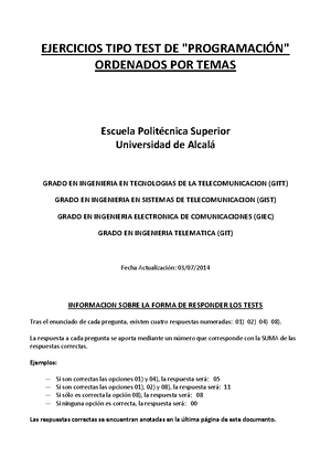 Test Tema 3 - programacion test del tema 3 - Programación Test ...