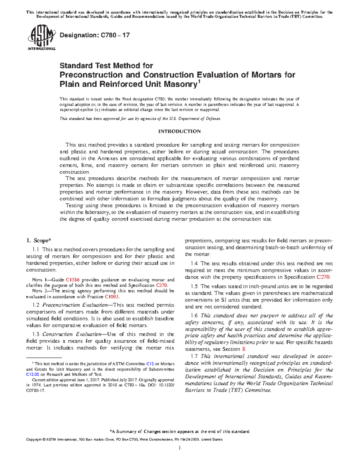 C 780 - 17 - C 780 -17 - Designation: C780 − 17 Standard Test Method ...