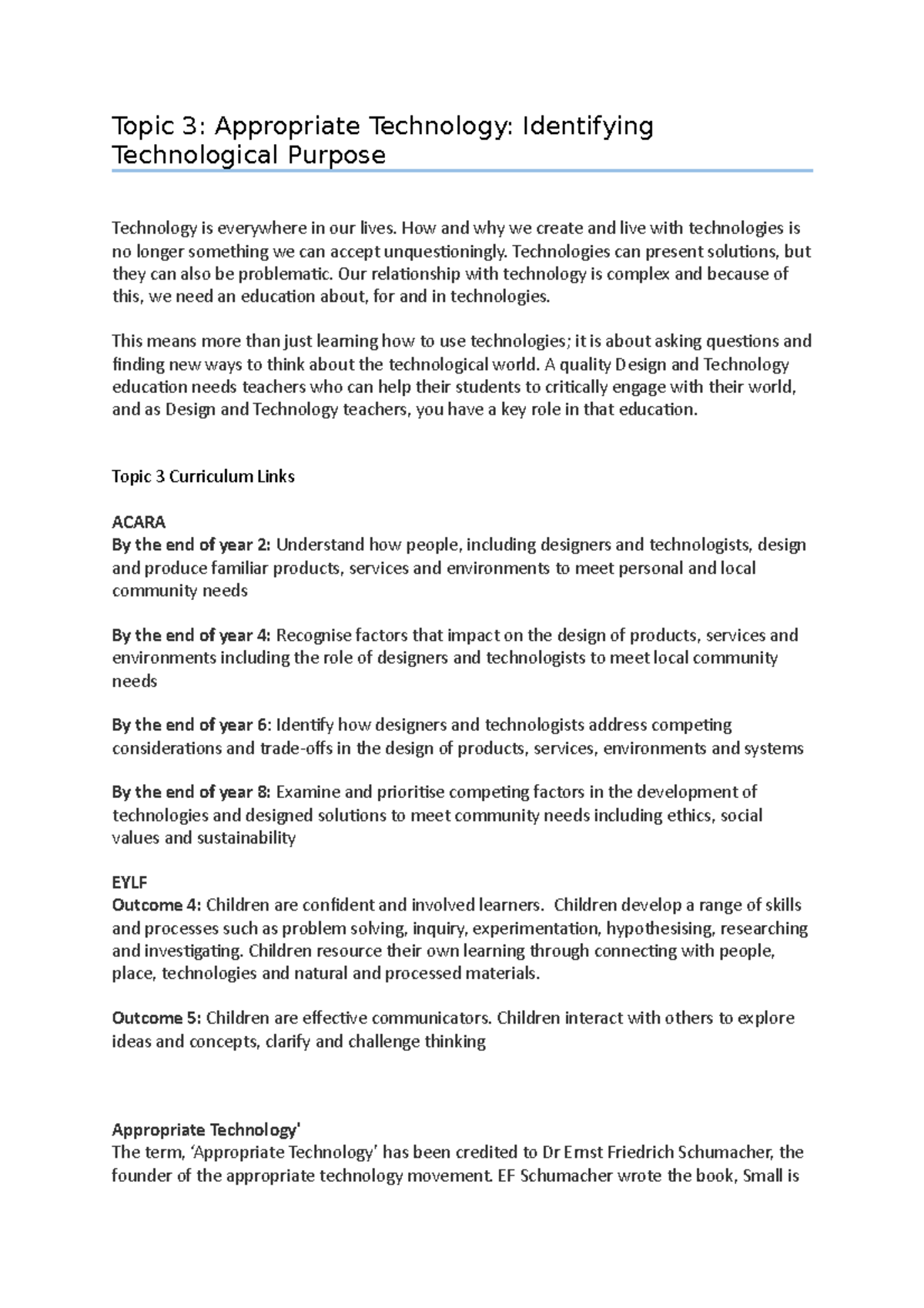 Topic 3- Appropriate Technology- Identifying Technological Purpose ...