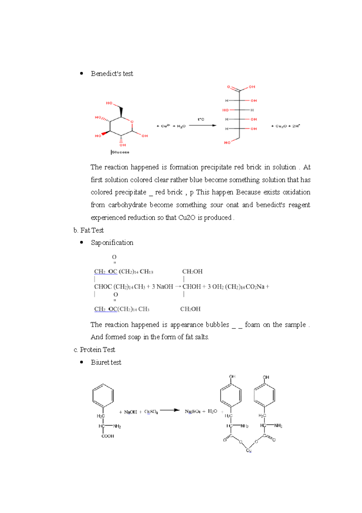 Variation rate reaction consequence from variation - Benedict's test ...