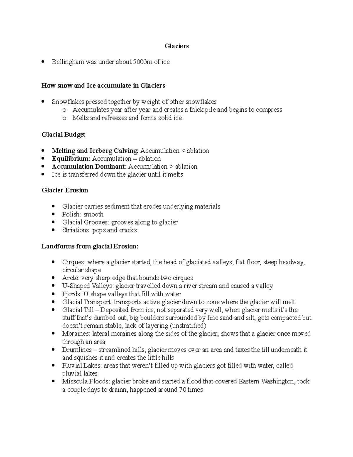 Glaciers - Studocu