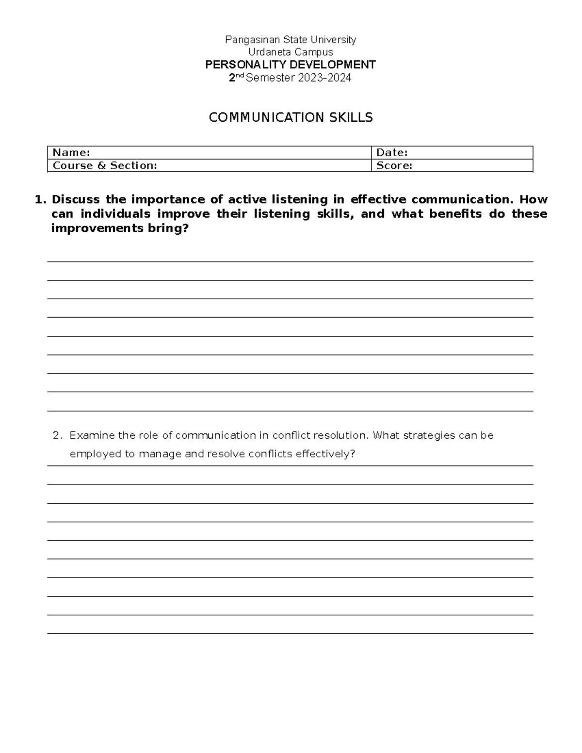 Communication- Skills-activity - Pangasinan State University Urdaneta ...