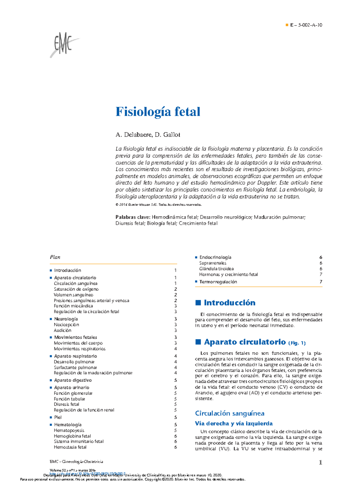 Fisiologia Fetal - plñl - E – 5-002-A- Fisiología fetal A. Delabaere, D ...