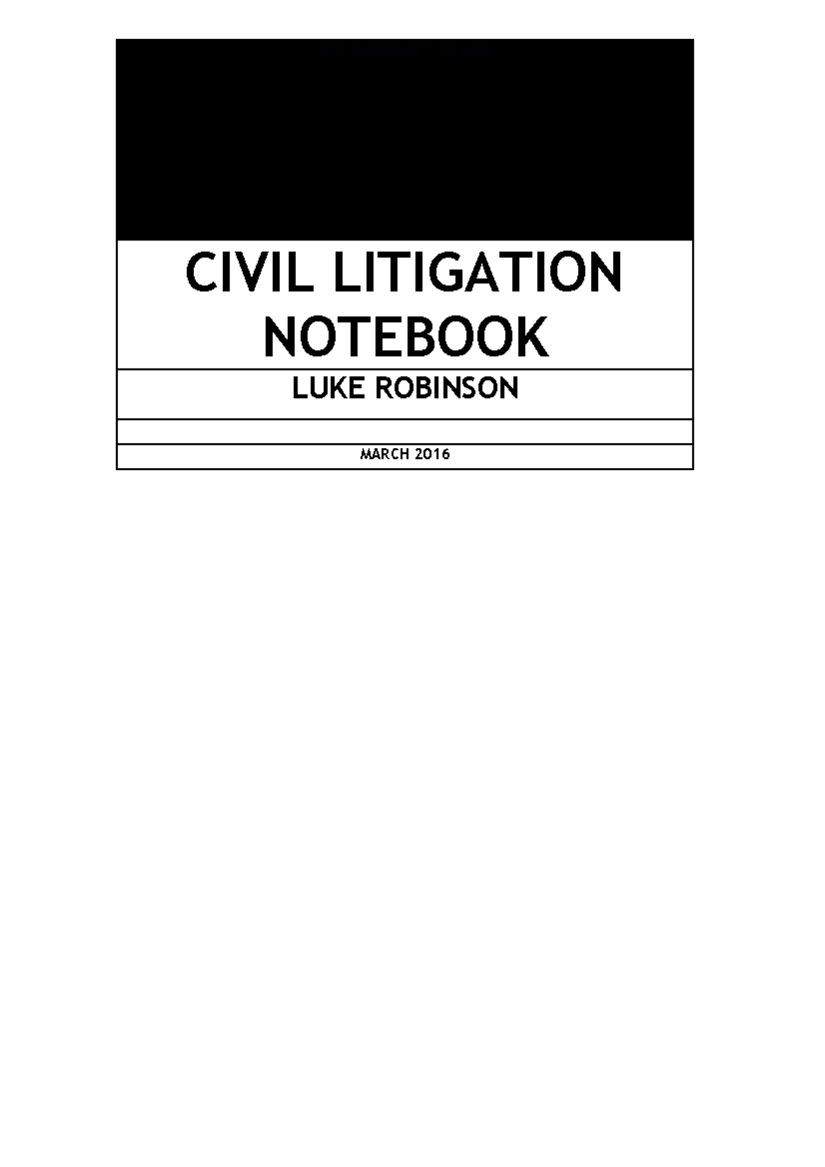 Civil-Litigation-Notebook - THE UNIVERSITY OF LAW CIVIL LITIGATION ...