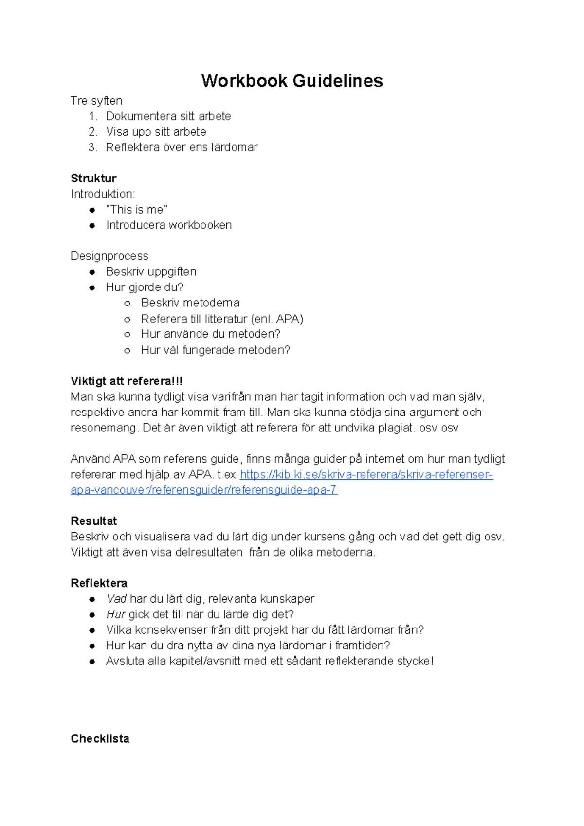Workbook, guidelinjer D0030A - Workbook Guidelines Tre syften 1 ...