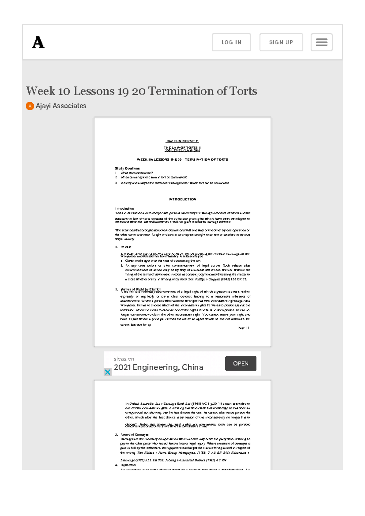 (DOC) Week 10 Lessons 19 20 Termination of Torts Ajayi Associates ...