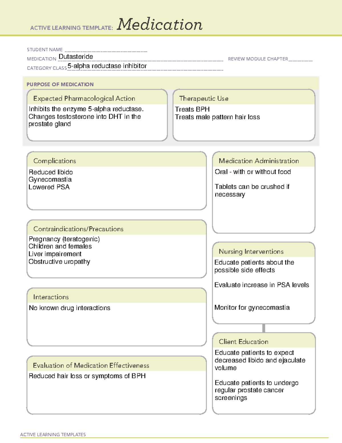 Med Template for medication - ACTIVE LEARNING TEMPLATES Medication ...