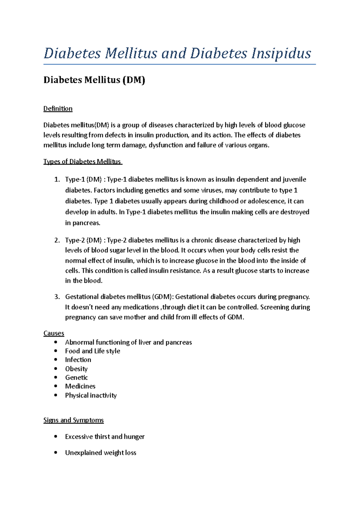 Diabetes Mellitus and Diabetes Insipidus - Diabetes Mellitus and ...