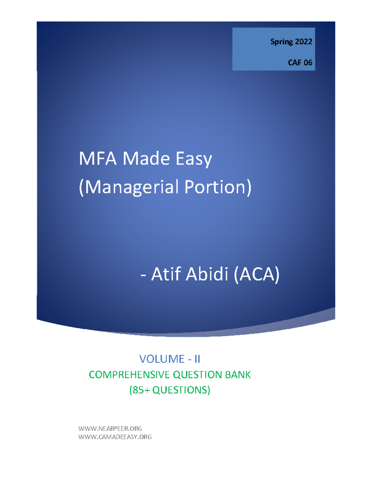 MFA Made Easy- Volume 2 (by Atif Abidi) - i MFA Made Easy (Managerial ...