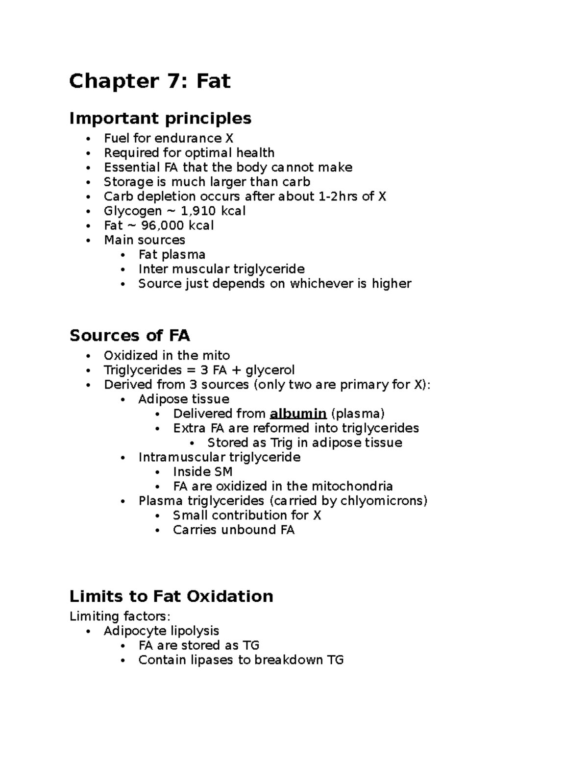 KHP 240 Chapter 7 Notes - Professor Dr Mersham - Chapter 7: Fat ...