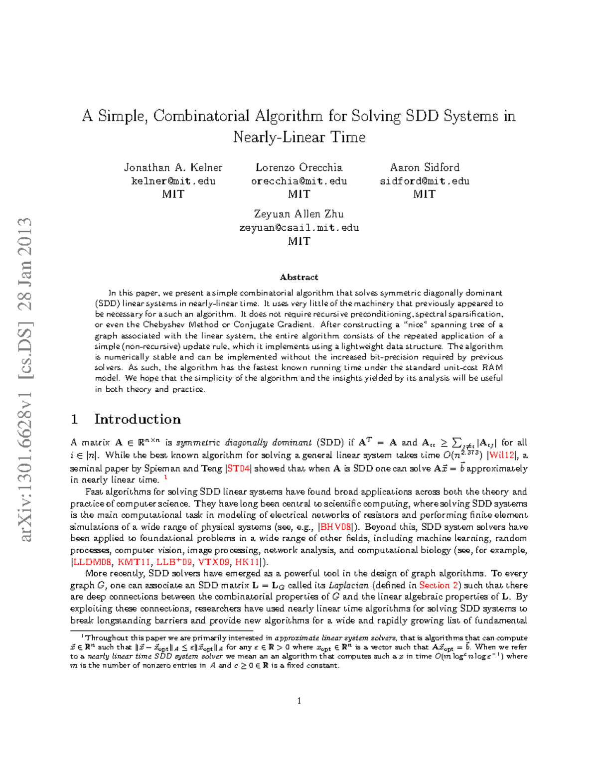 1301 - Prof is Naveen Garg - A Simple, Combinatorial Algorithm for Solving SDD Systems in - Studocu