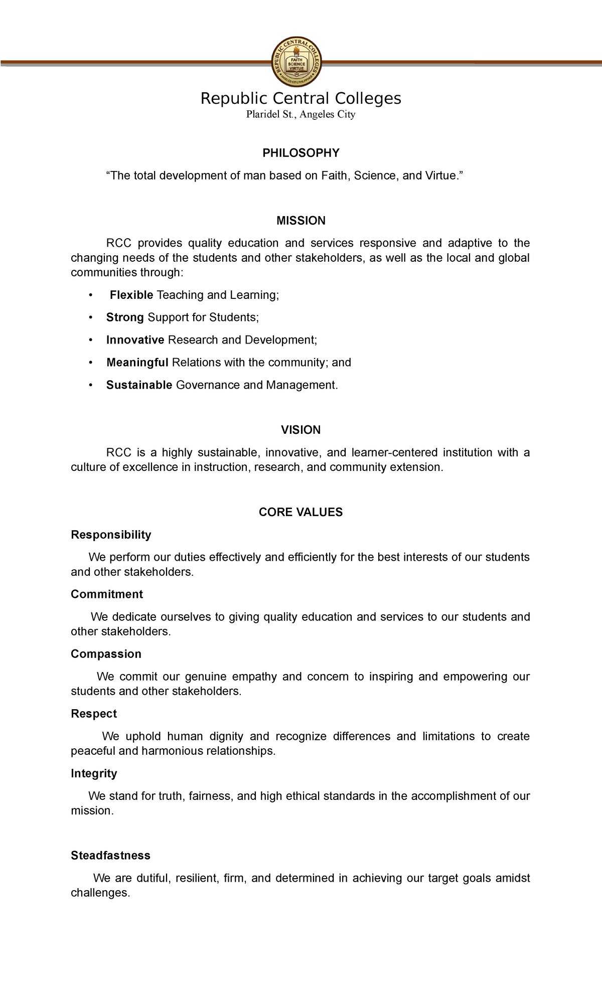 PVMG-RCC-Revised-Philosophy-Vision-Mission-and-Goals-2022 2 - Republic ...