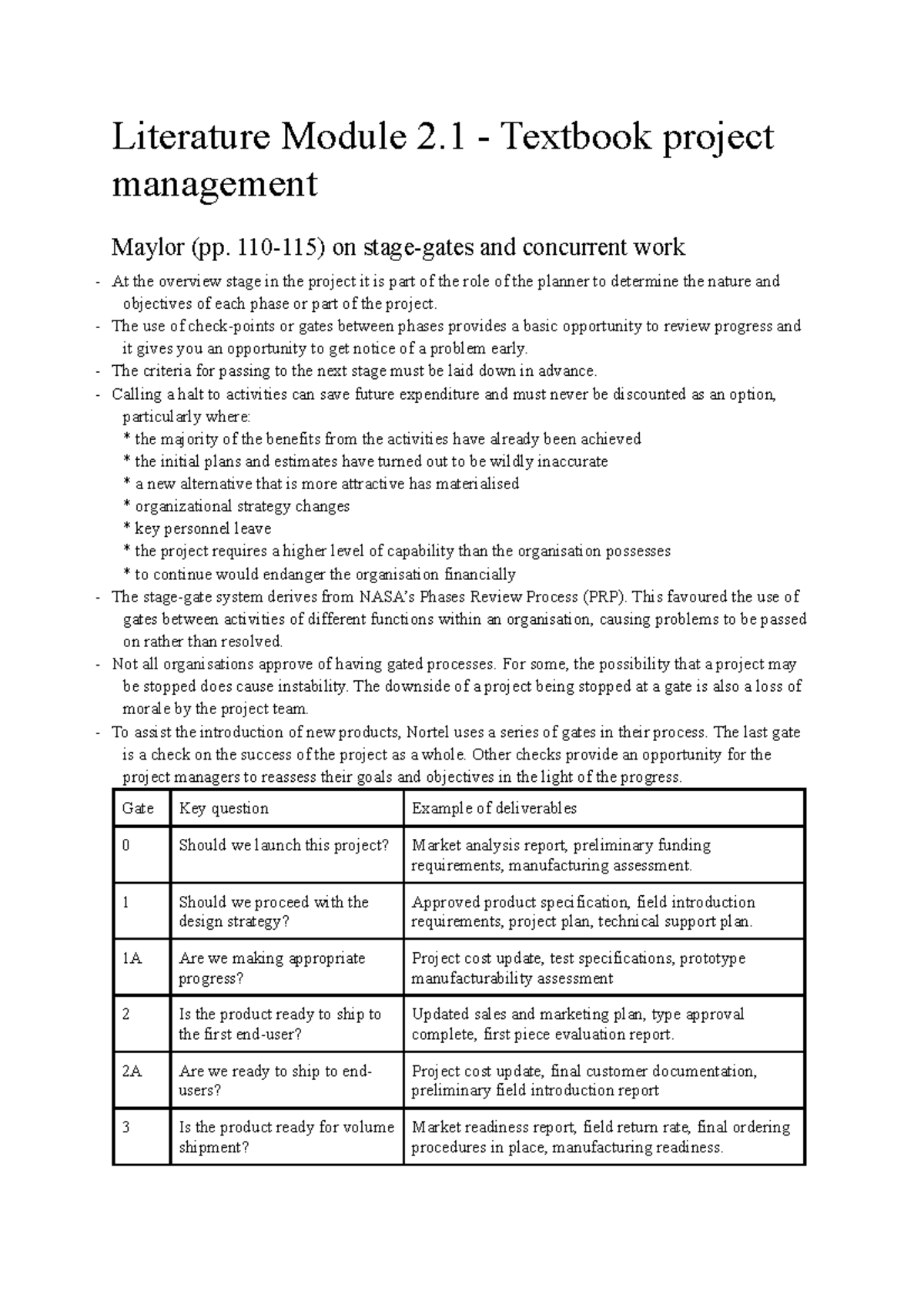 Literature Module 2.1 - Textbook project management - Literature Module ...