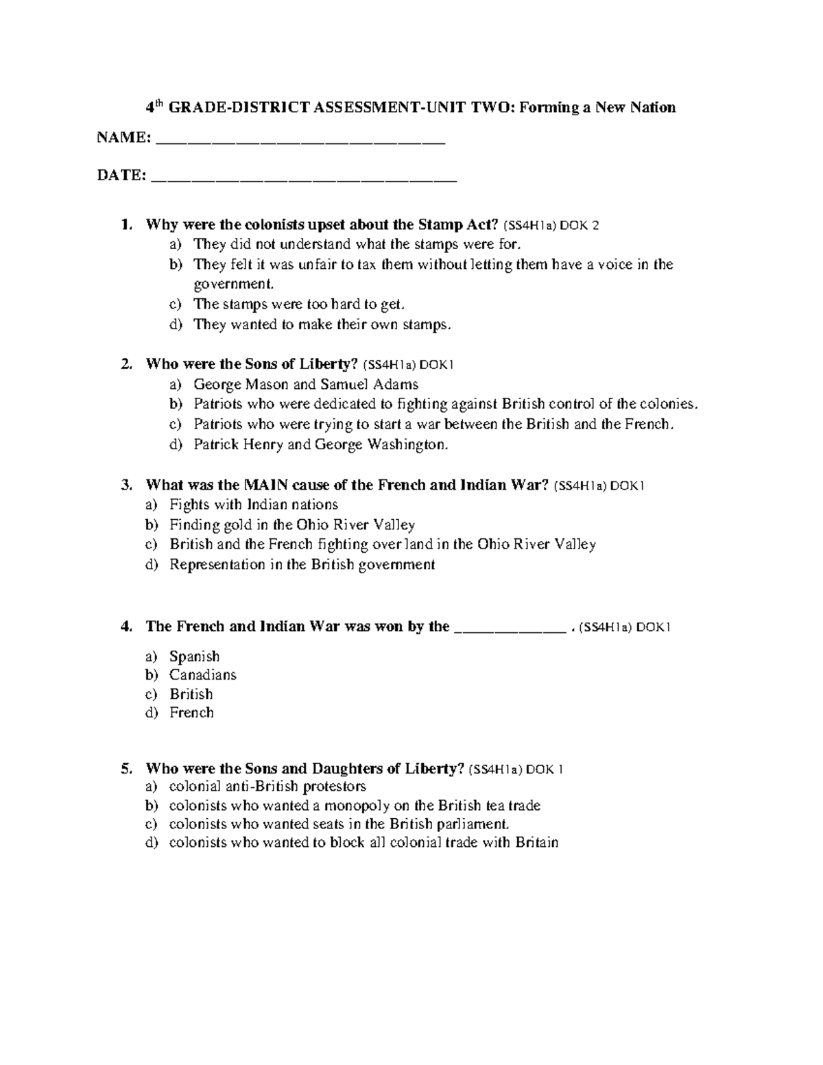 Unit 2 Assessment - Verry good - 4 th GRADE-DISTRICT ASSESSMENT-UNIT ...