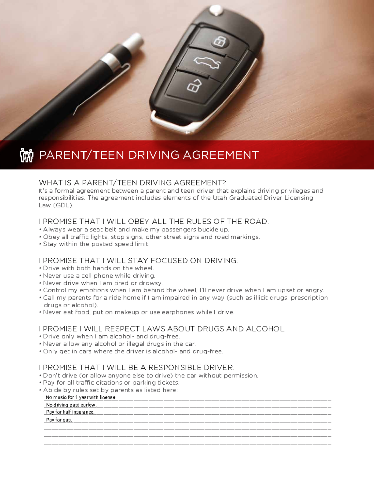 Zero Fatalities Parent Teen Driving Contract - WHAT IS A PARENT/TEEN ...