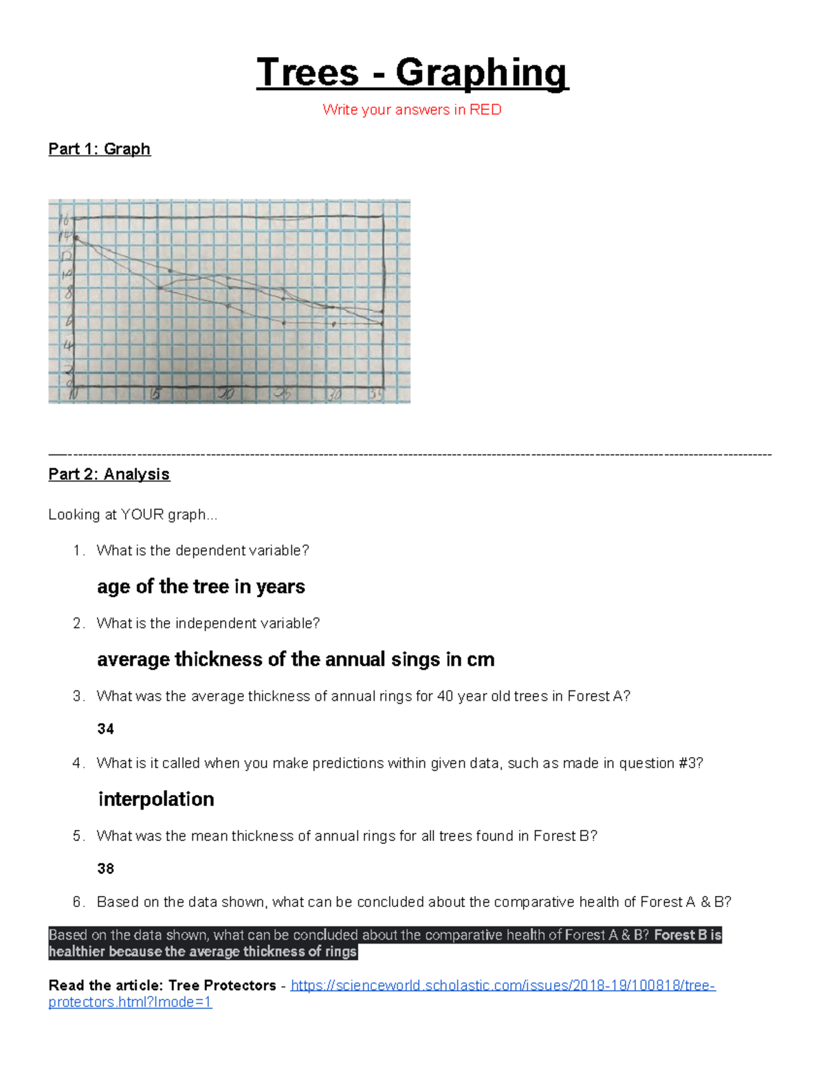 Trees - Graphing - Trees - Graphing Write your answers in RED Part 1 ...