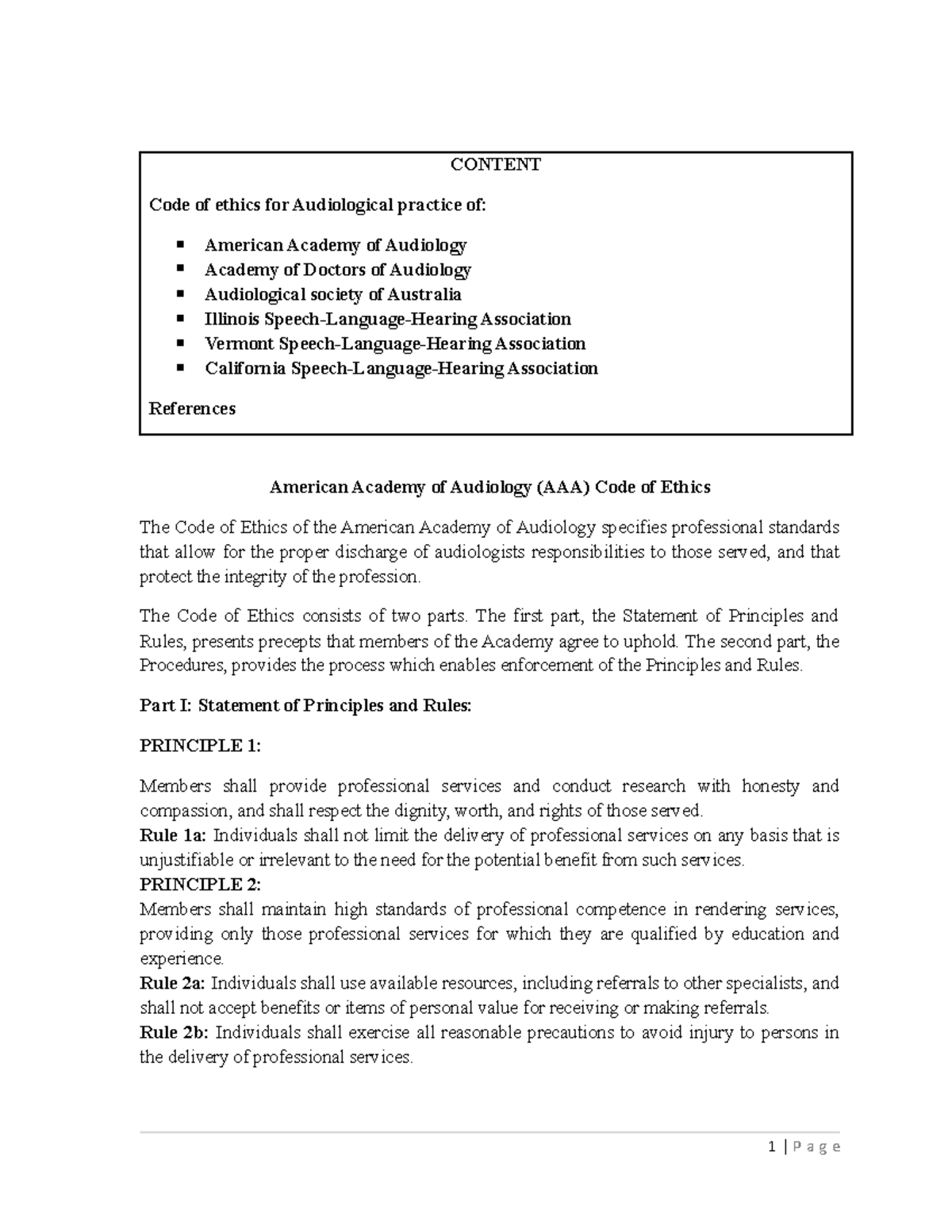 Audiology in practice - CONTENT Code of ethics for Audiological ...