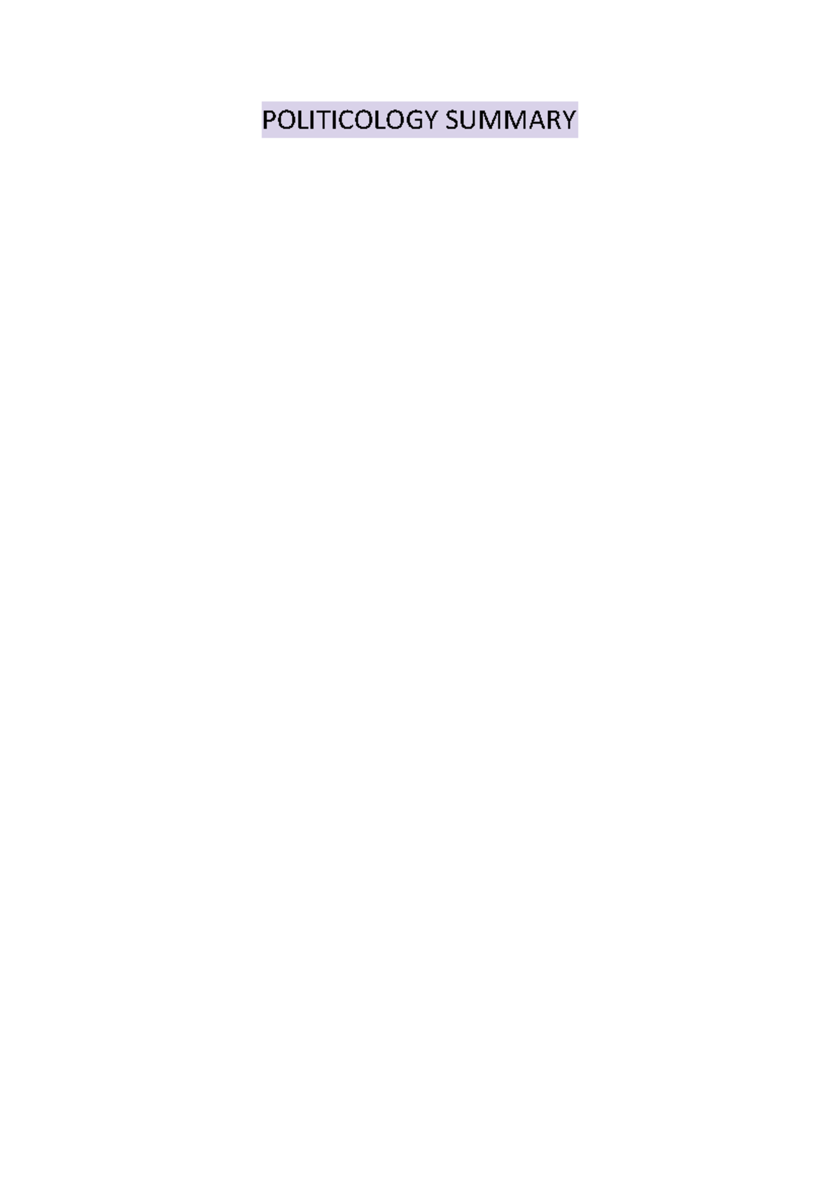 Politicology ) - Summary introduction Political Science 2020-2021 ...