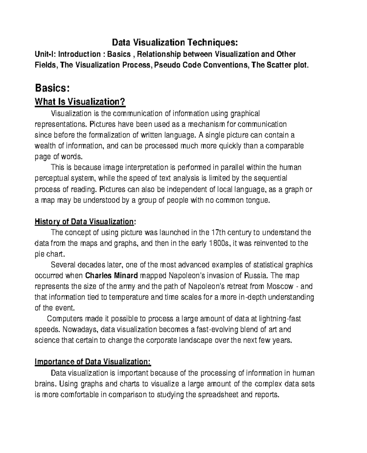 UNIT-1-Total-Data Visualization Techniques - Data Visualization Techniques: Unit-I: Introduction ...