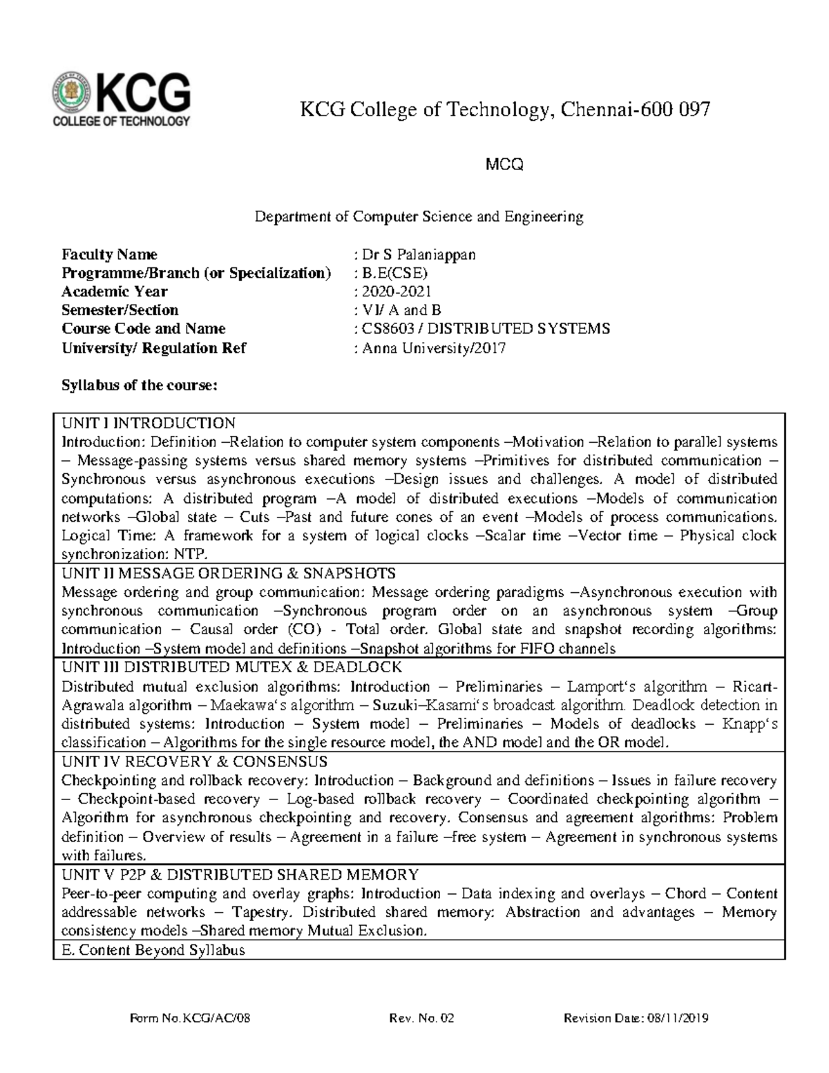 DS - CS8603 - MCQ's - QB - MCQ - MCQ Department of Computer Science and Engineering Faculty Name ...