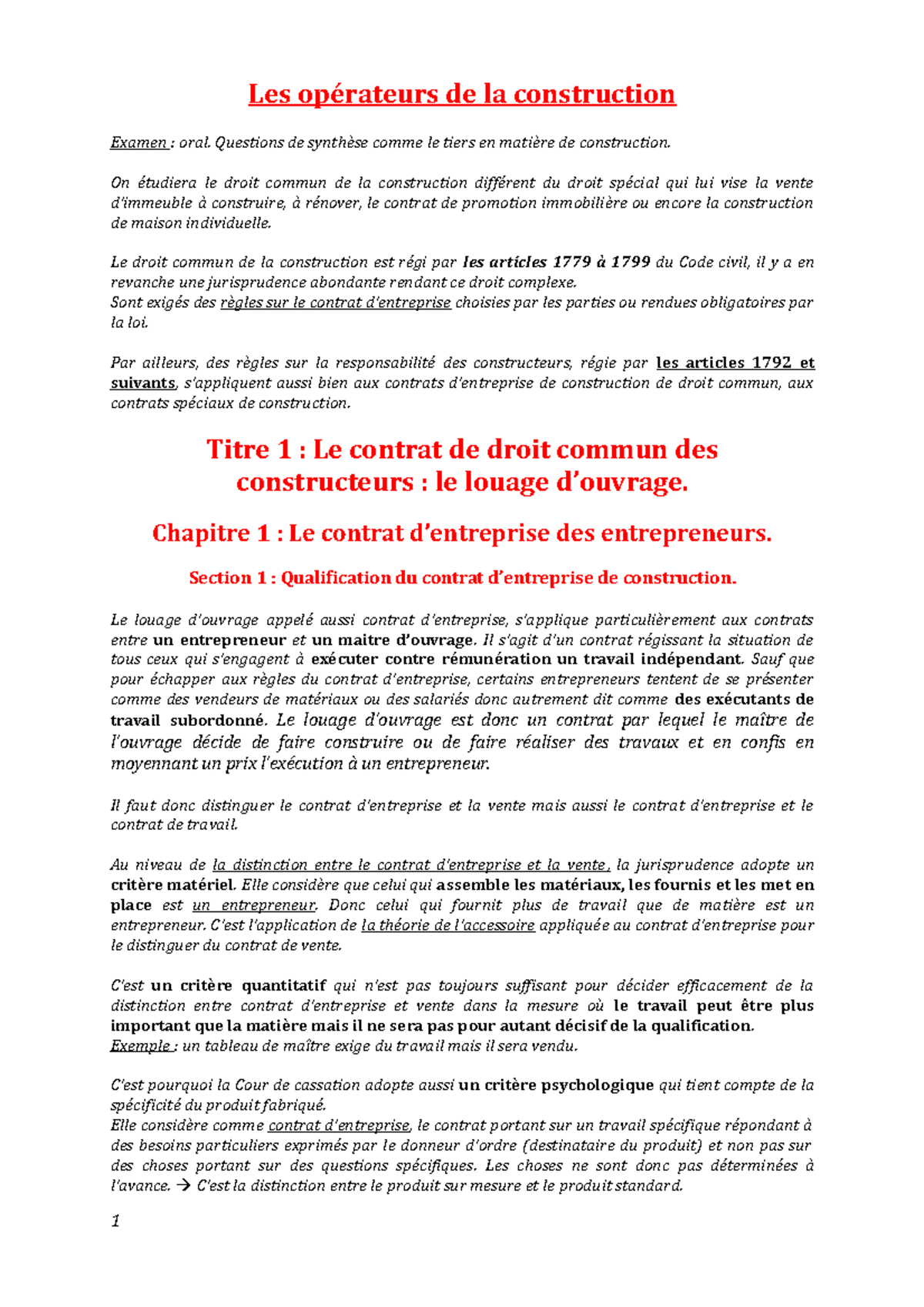 Les opés de la construction - Les opérateurs de la construction Examen ...