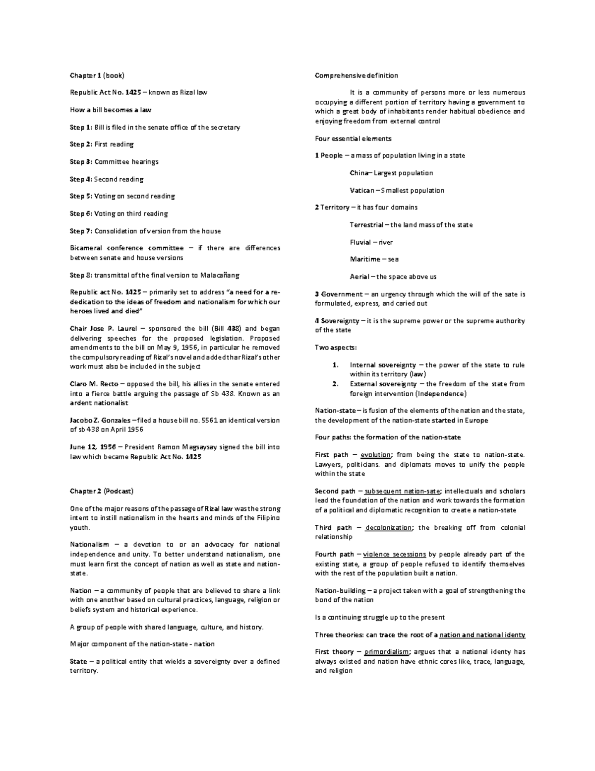 Rizal Prelim - Chapter 1 (book) Republic Act No. 1425 – known as Rizal ...