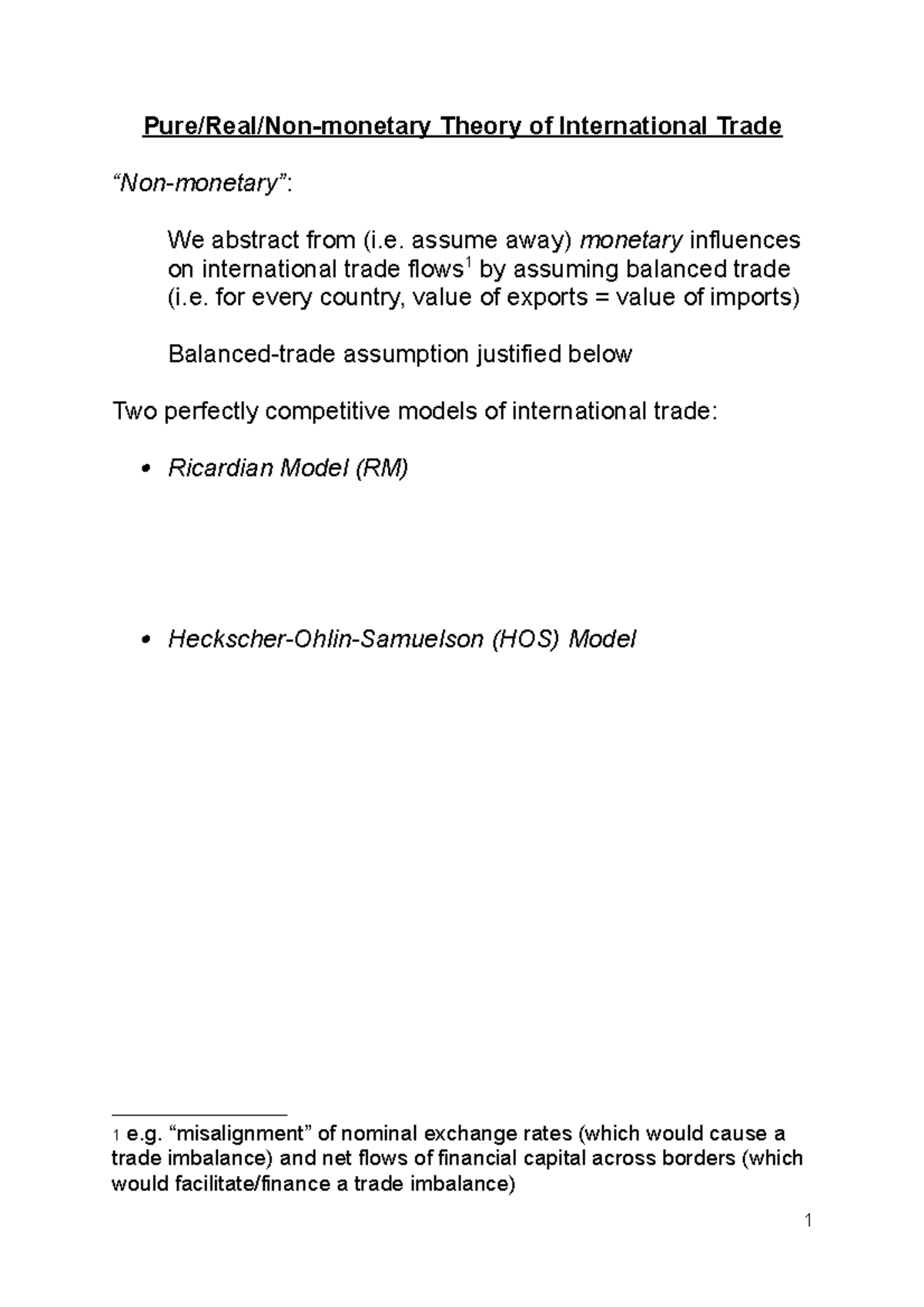 Ricardian Model IT module - Pure/Real/Non-monetary Theory of ...