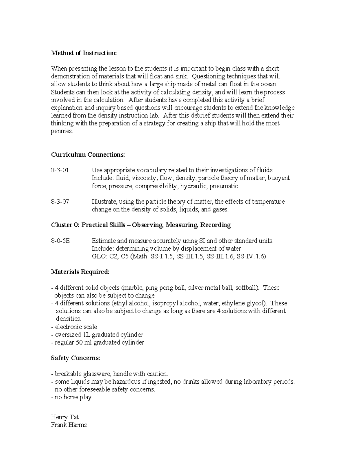 Calculating Density - Experimental Skill and Investigation - Method of ...