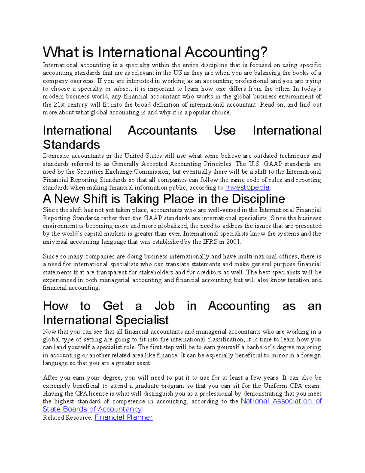 What Is International Accounting What Is International Accounting