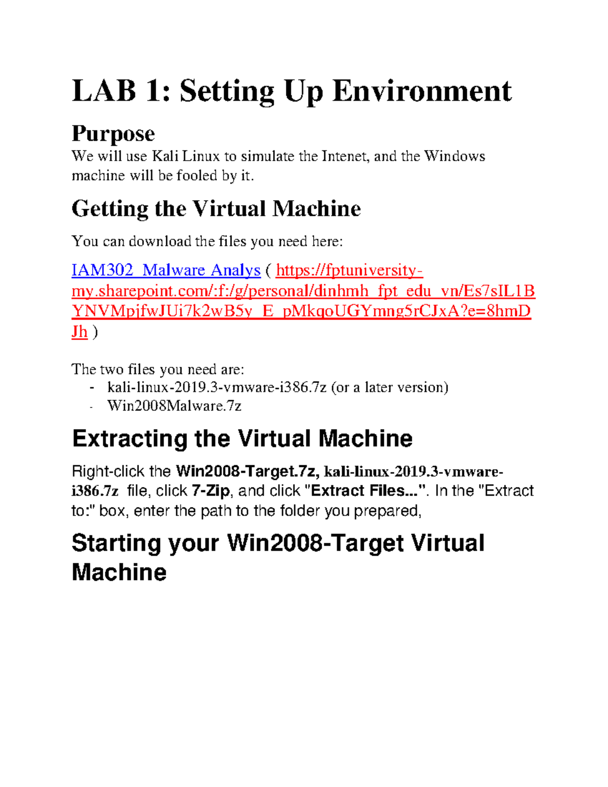 LAB 1 - ABC - LAB 1: Setting Up Environment Purpose We will use Kali Linux to simulate the ...