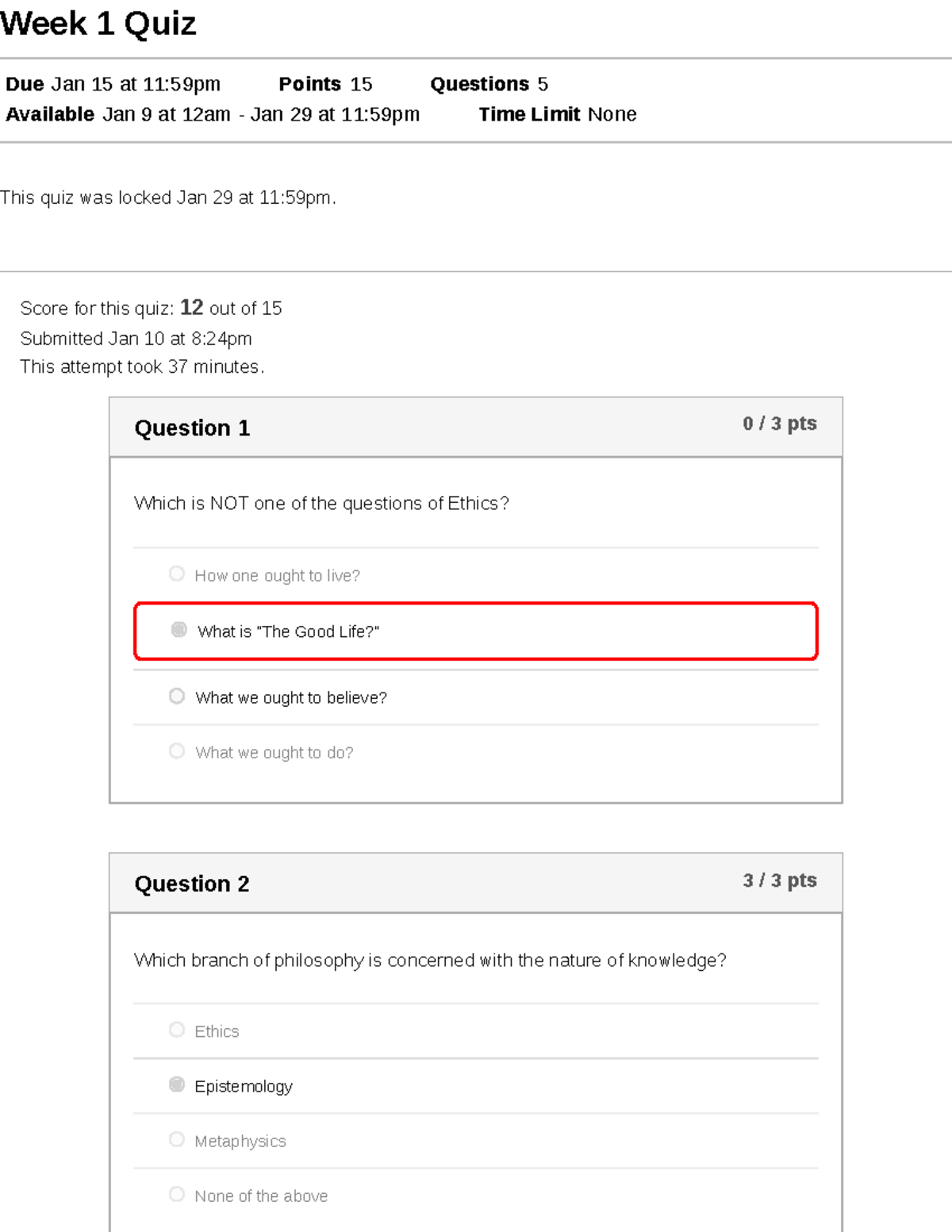 Week 1 Quiz HUM301-05 Introduction to Philosophy 2024 - Week 1 Quiz Due ...