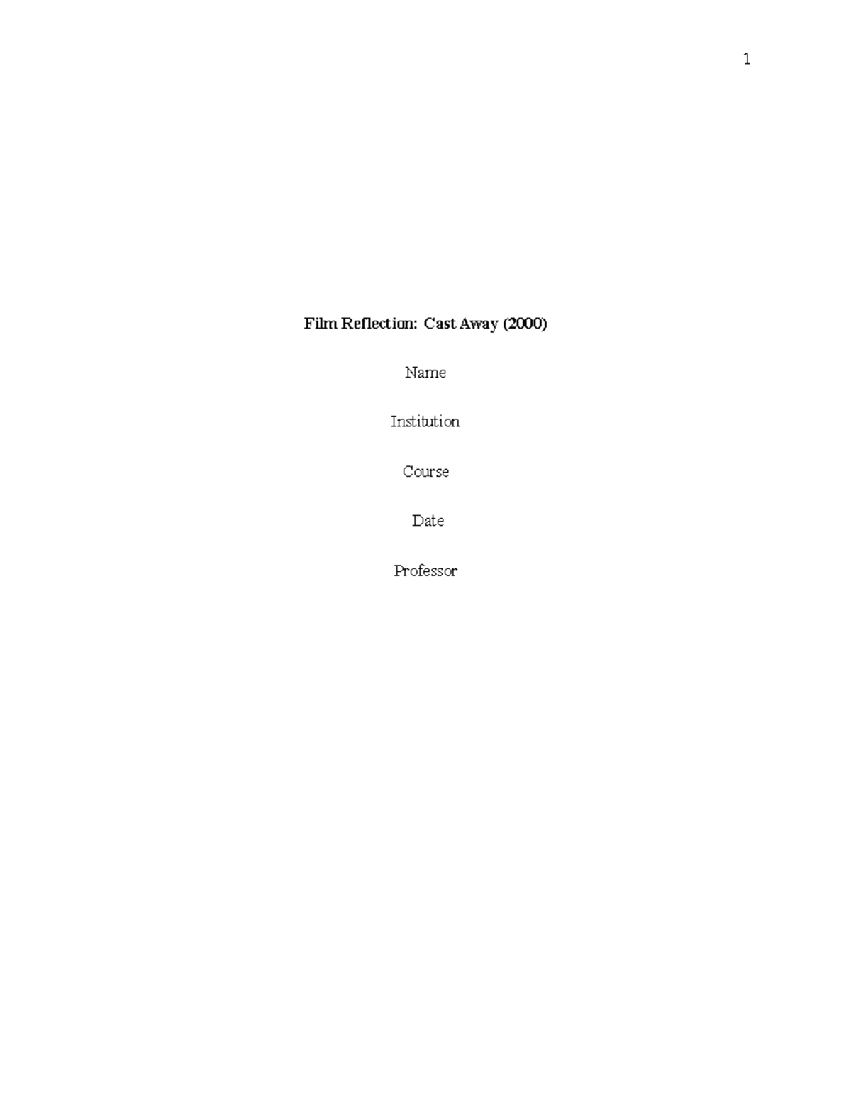 Film Reflection - the best - Film Reflection: Cast Away (2000) Name ...