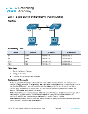 Lab n3 2021 computer networking - 300565/300946 Computer Networking/Computer Networking ...